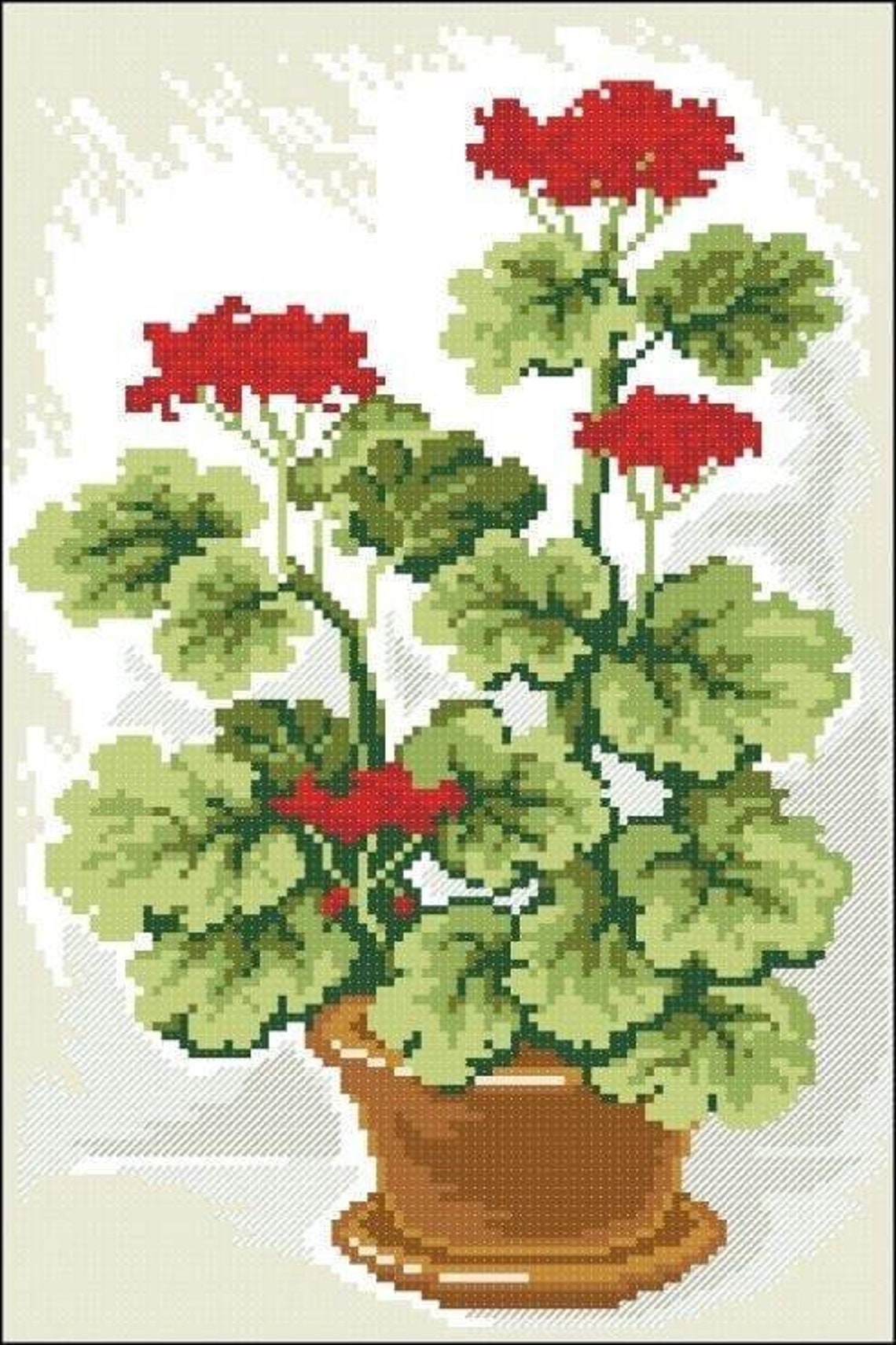 Flowers Cross Stitch Pattern, Flowers in Pot Cross Stitch Pattern ...