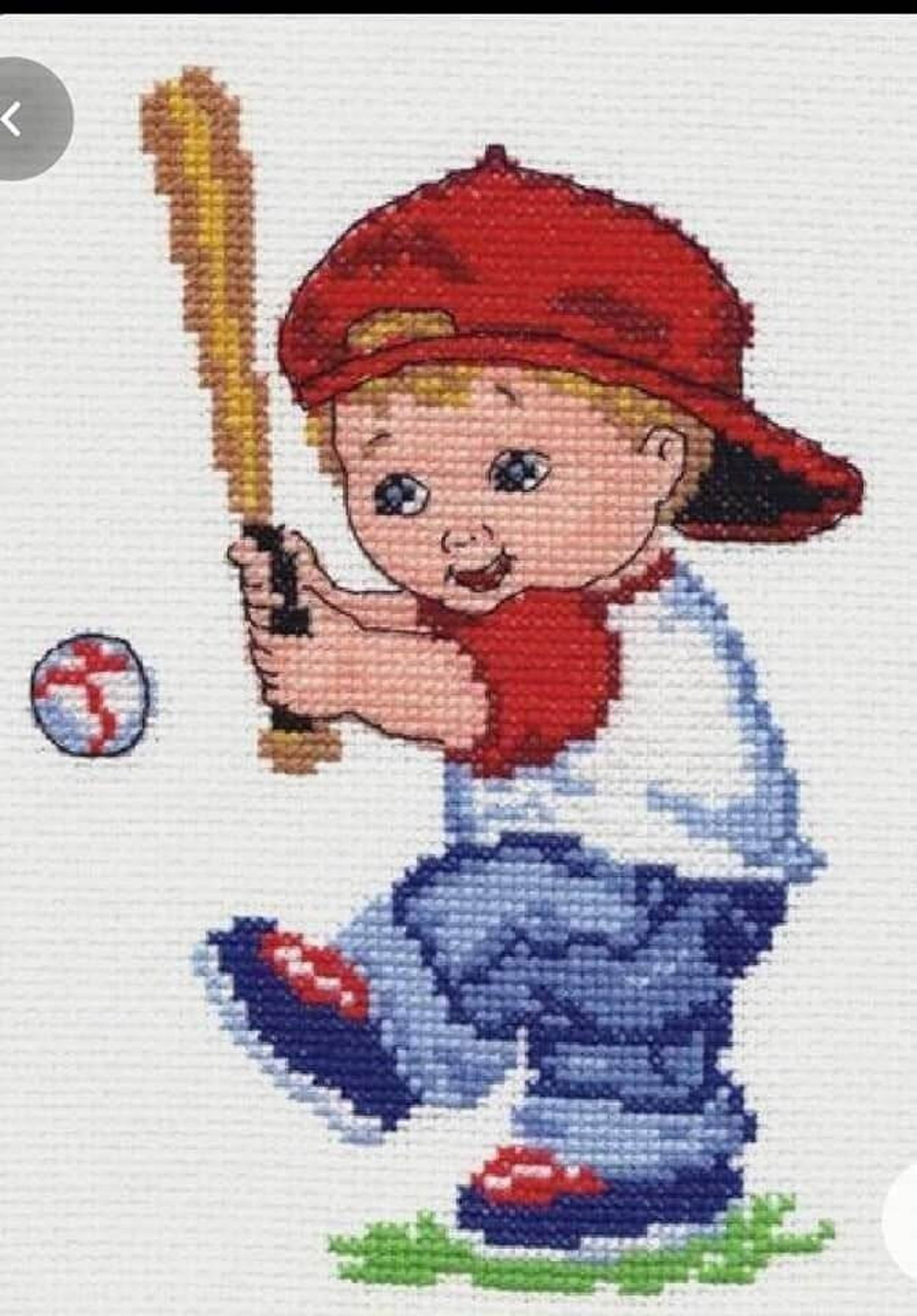 Little Boy Playing Baseball Cross Stitch Pattern, Little Boy With ...