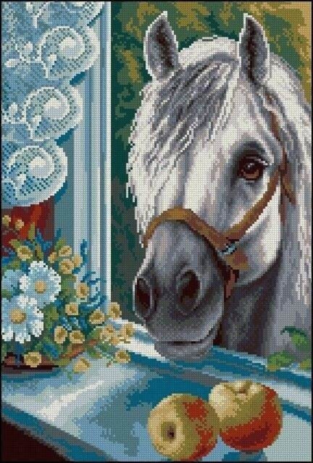 White Horse Cross Stitch Pattern, Nature Cross Stitch Pattern, Horse at ...