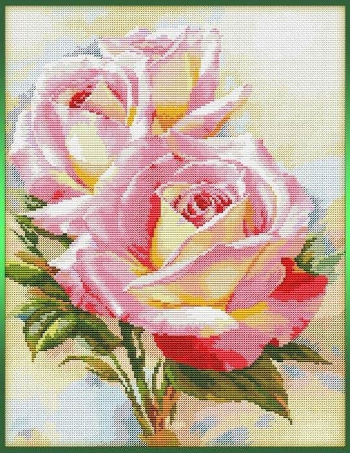 Pink Roses Cross Stitch Pattern, Rose Cross Stitch, Flowers Cross ...