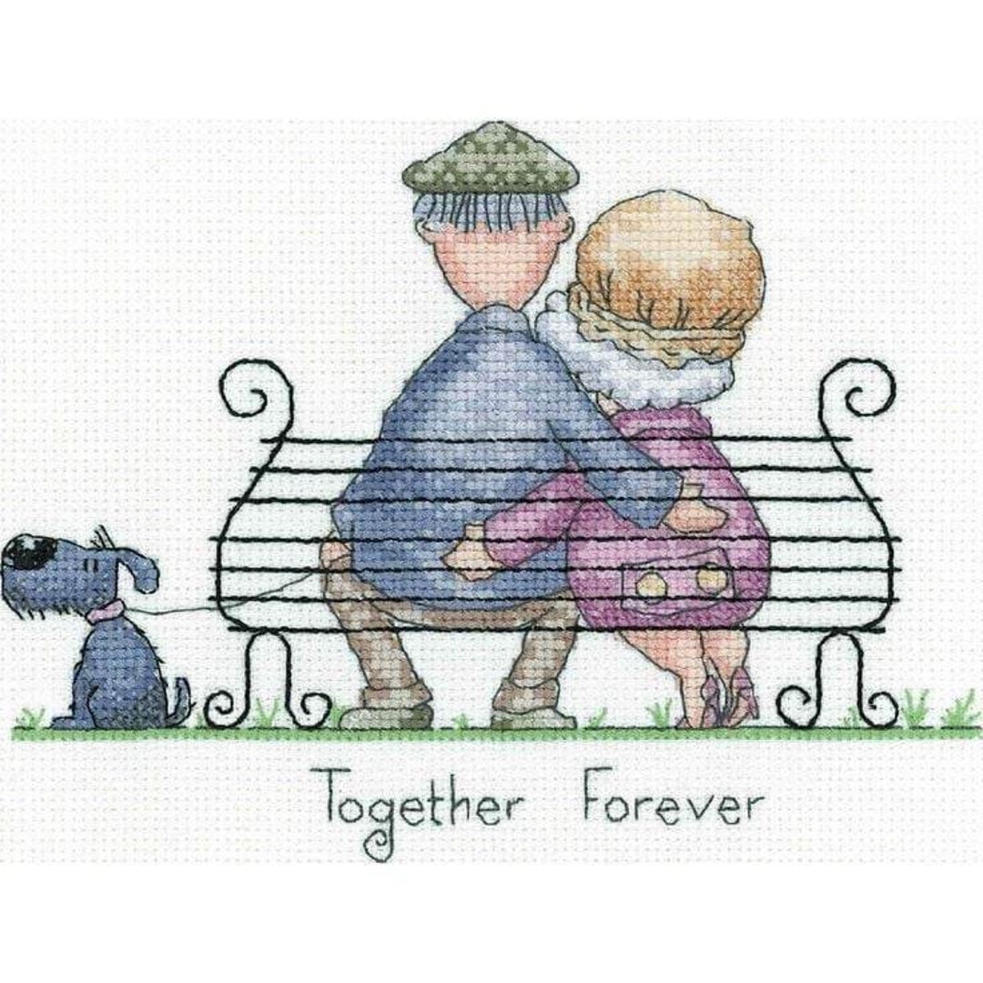 Old Couple With Dog Cross Stitch Pattern, Grandmother and Grandfather ...