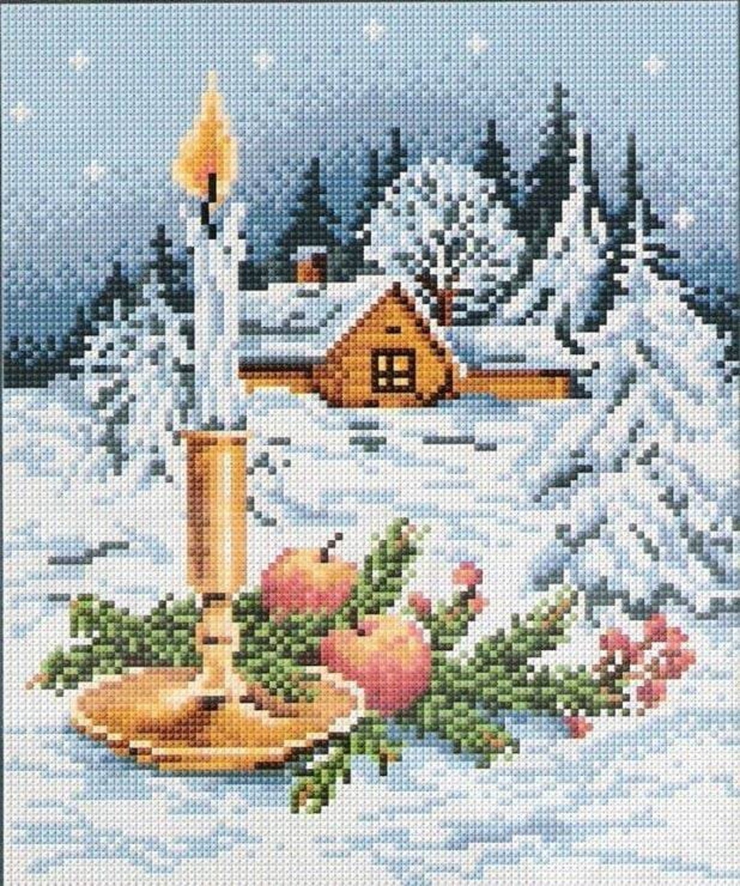 Winter Cross Stitch Pattern, Winter Landscape Cross Stitch, Snow Cross ...