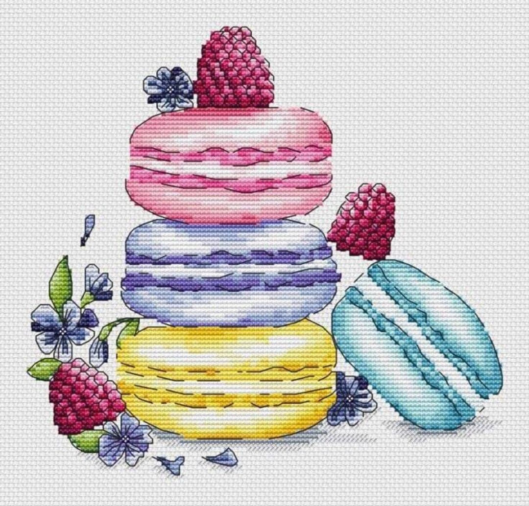 Cake Macarons Cross Stitch Pattern, Sweets Cross Stitch, Cake Cross ...
