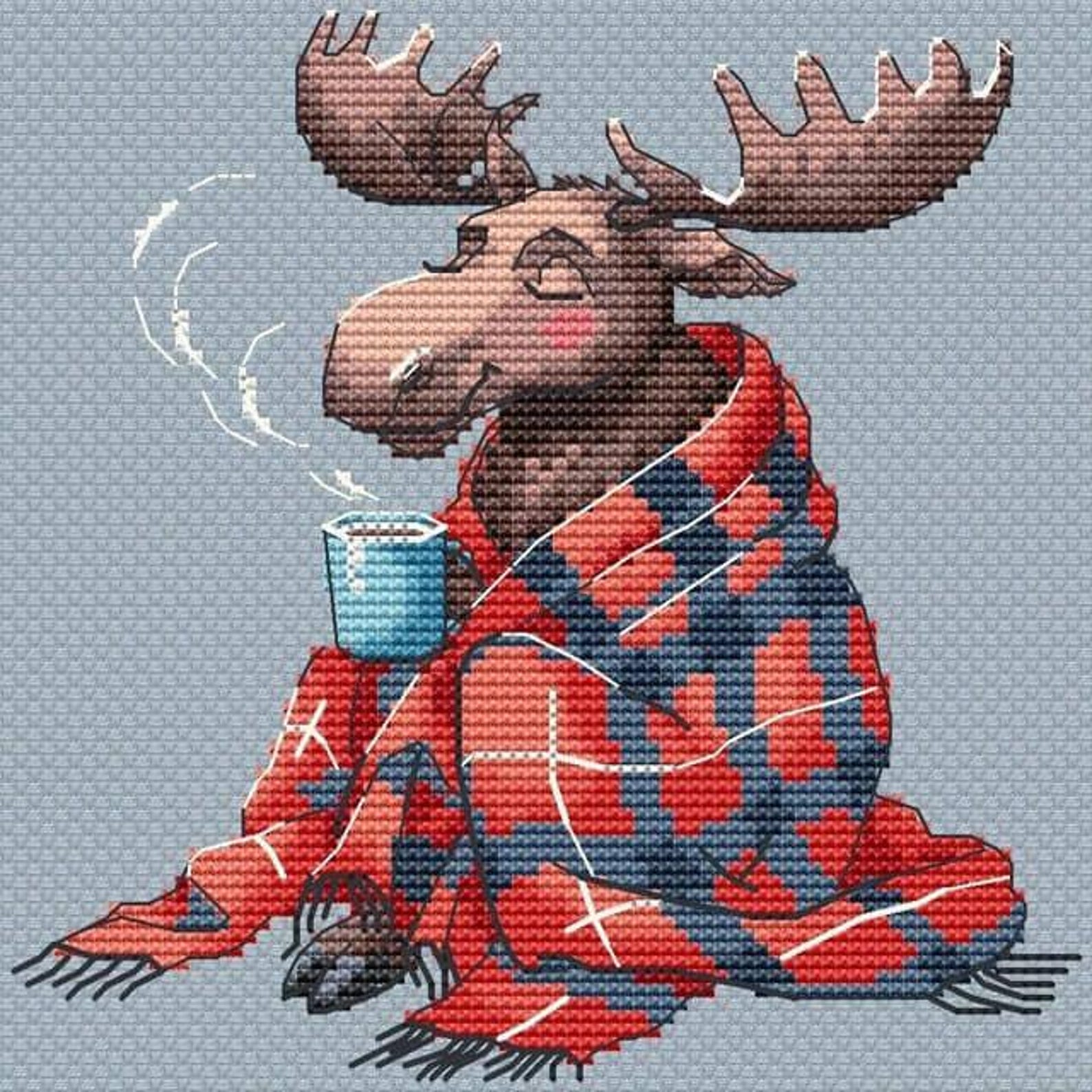 Moose Cross Stitch Pattern, Christmas Moose Cross Stitch Pattern - Etsy