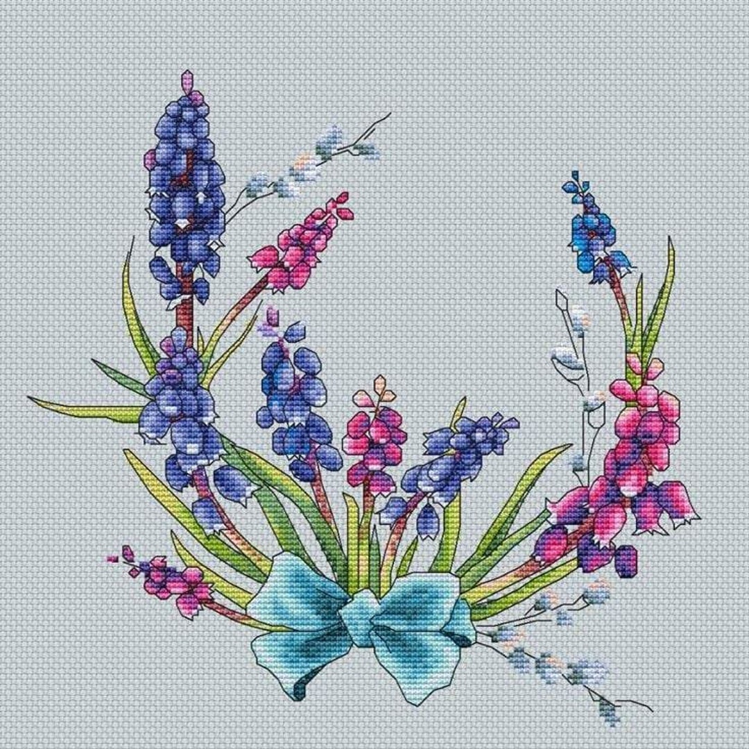 Lavender Cross Stitch Pattern, Flowers Cross Stitch, Floral Cross ...