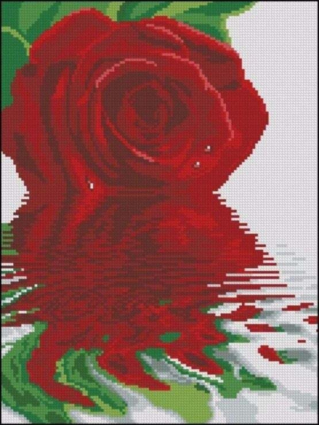 Rose Cross Stitch Pattern, Red Rose Cross Stitch, Flowers Cross Stitch ...