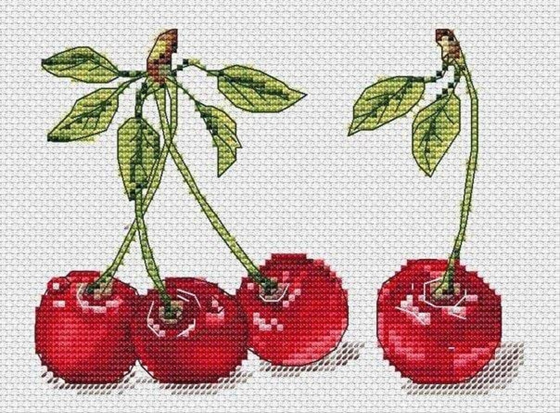 Cherry Cross Stitch Pattern, Fruit Cross Stitch Pattern, Cross Stitch ...