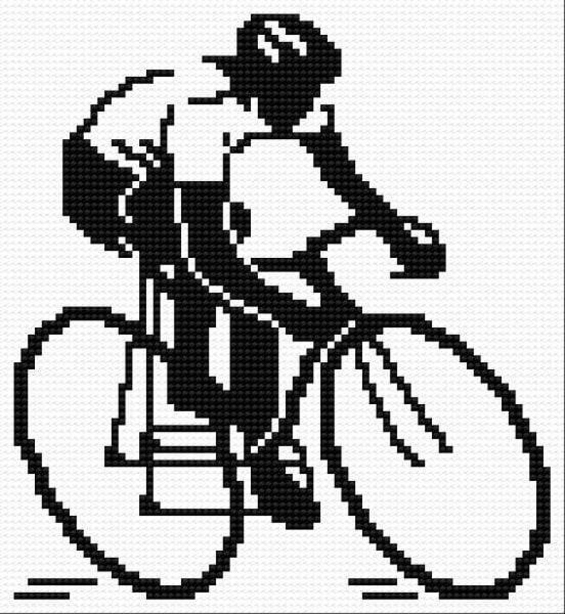 Cyclist Cross Stitch Pattern, Black and White Cyclist Cross Stitch, Men ...