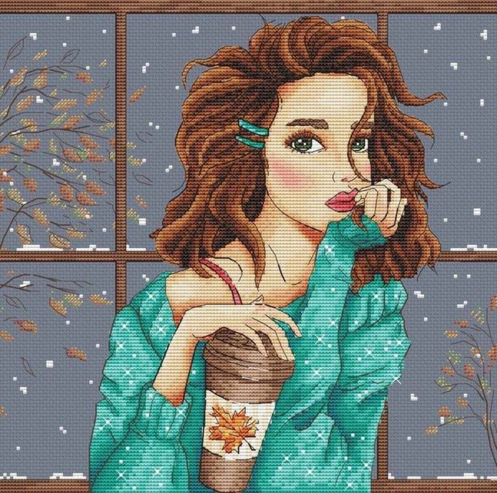 Winter Cross Stitch Pattern, Girl Cross Stitch, Gitl With Snowflakes ...
