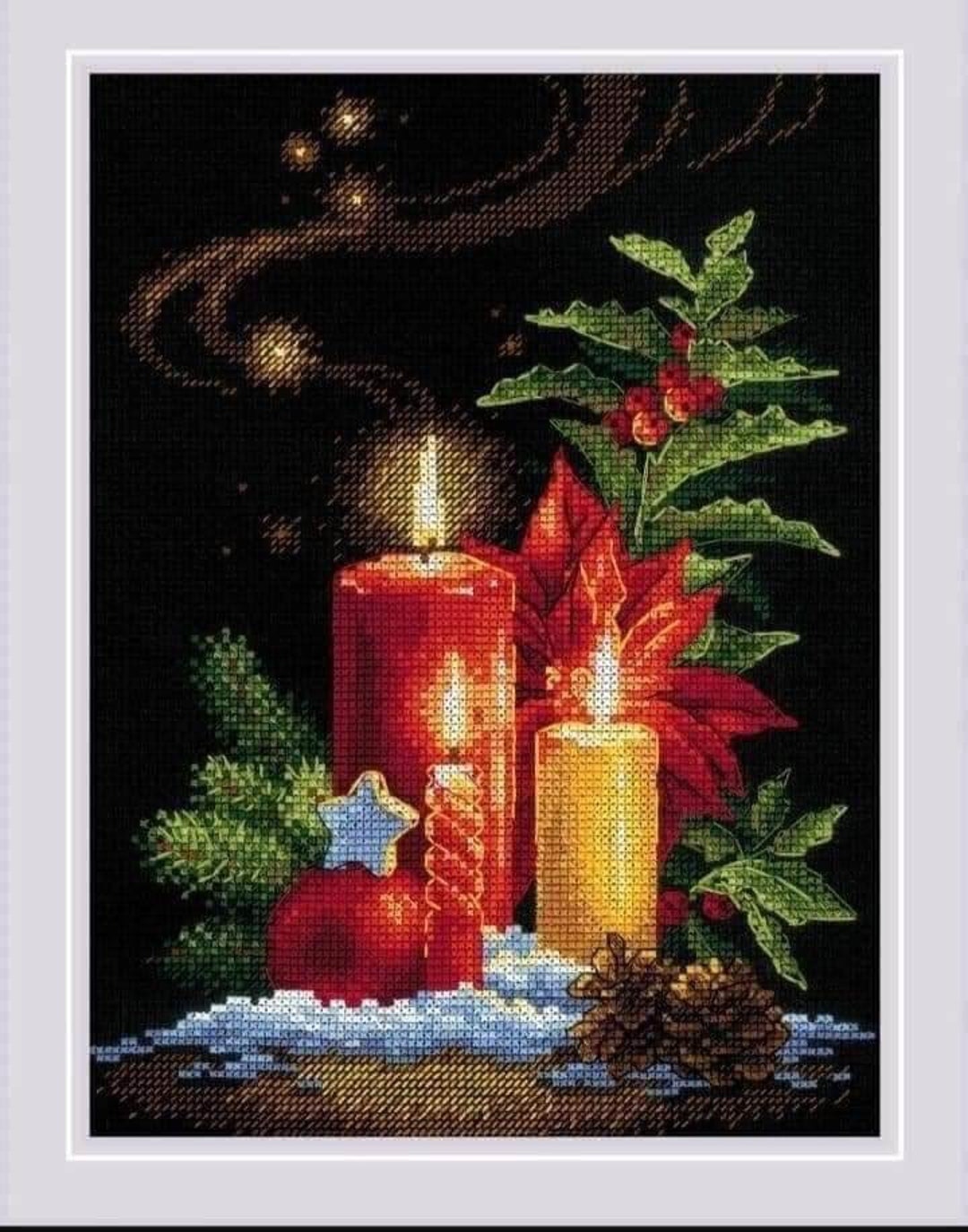 Christmas Candles Cross Stitch Pattern, Christmas Cross Stitch Pattern ...