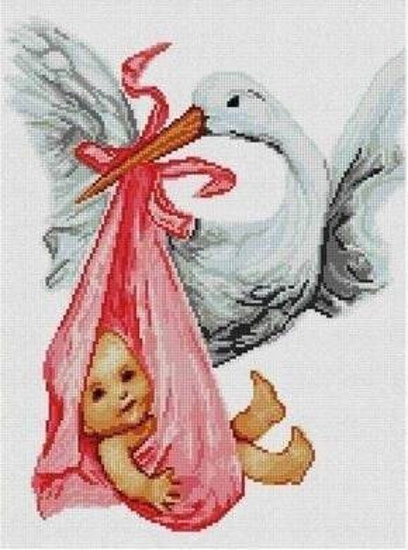 Crane and Baby Cross Stitch Pattern, Baby Cross Stitch, Child Cross ...
