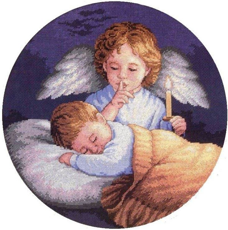 Sleeping Child and Angel Cross Stitch Pattern, Baby Angel Cross Stitch ...