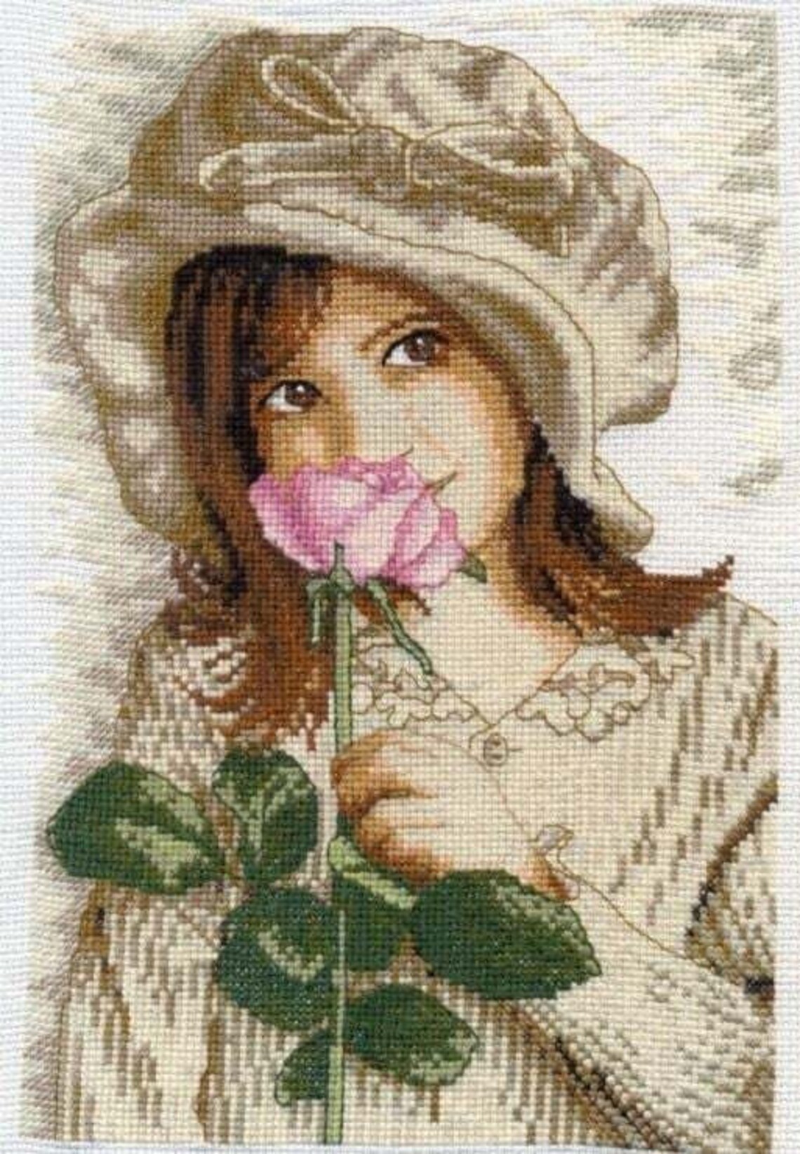 Girl Cross Stitch Pattern, Girl With Flower Cross Stitch, Girl With ...
