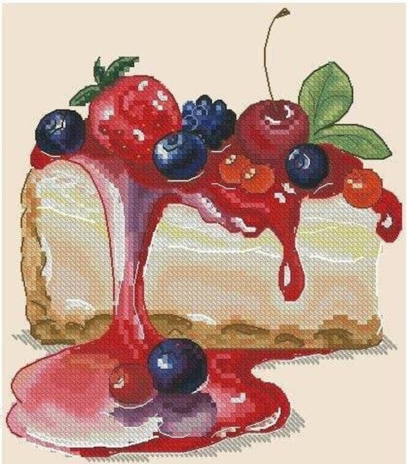 Cake Cross Stitch Pattern Cake With Fruit Cross Stitch - Etsy