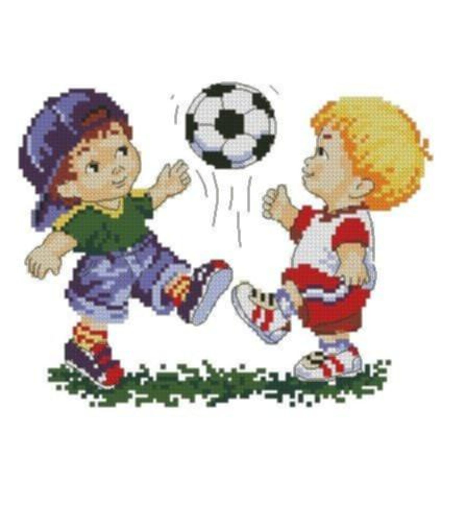 Boys Playing Football Cross Stitch Pattern, Friends Cross Stitch ...