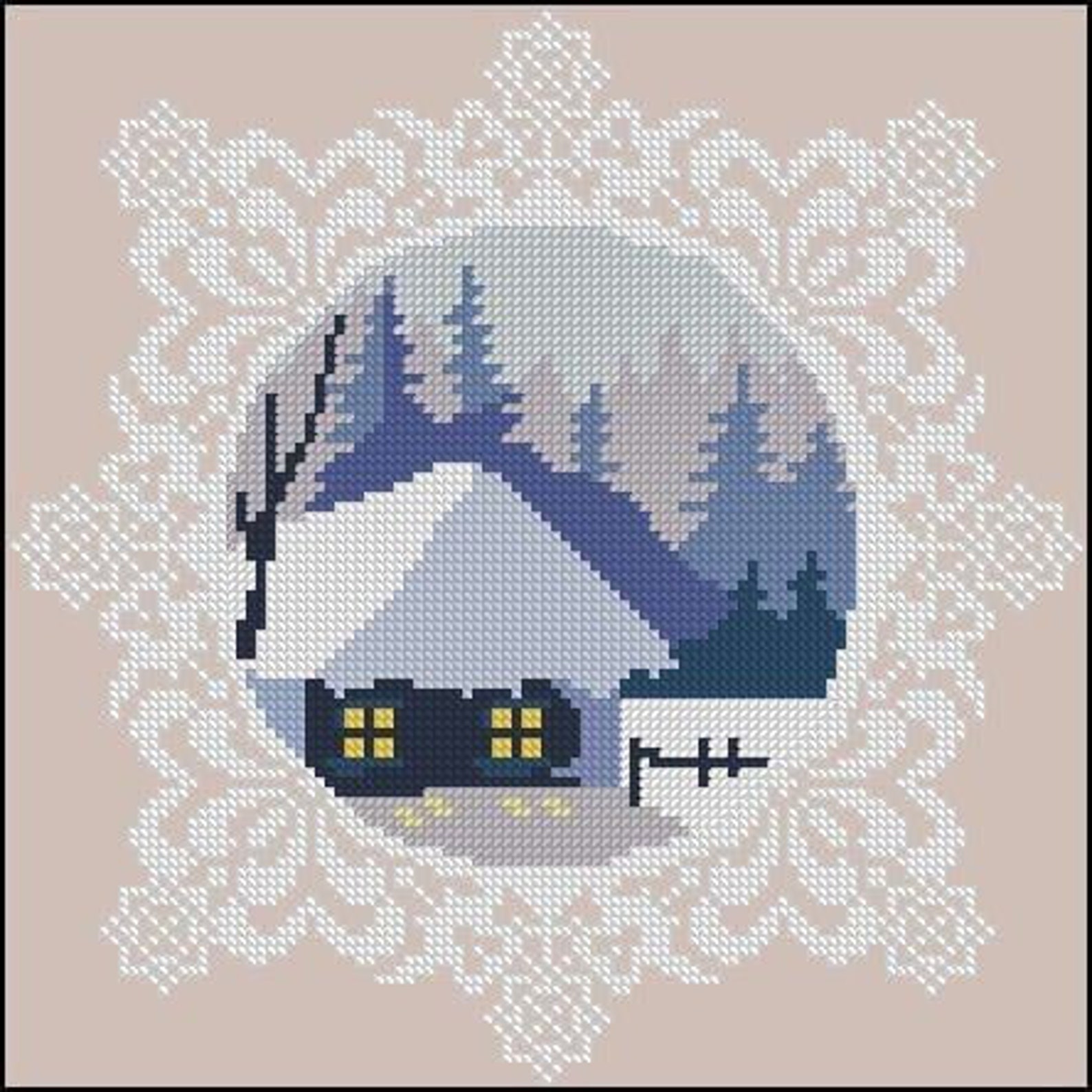 Winter Landscape Cross Stitch Pattern, Christmas Cross Stitch, Snow ...
