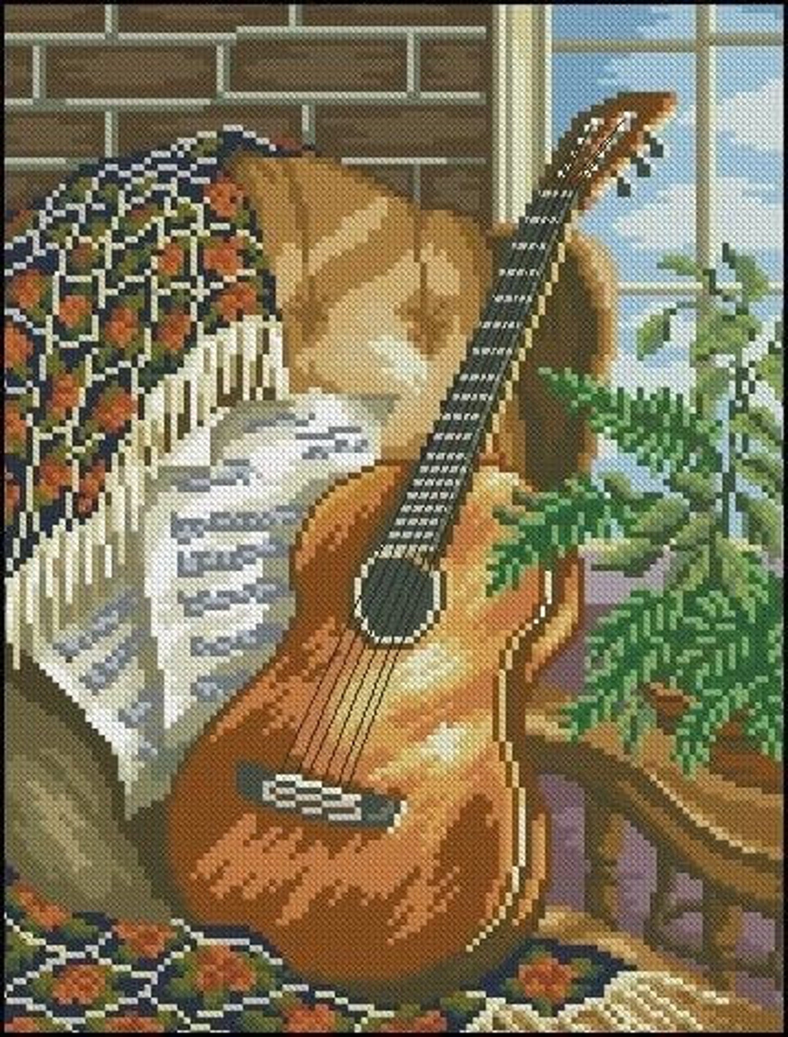 Guitar Cross Stitch Pattern, Music Cross Stitch Pattern, Musical Cross ...