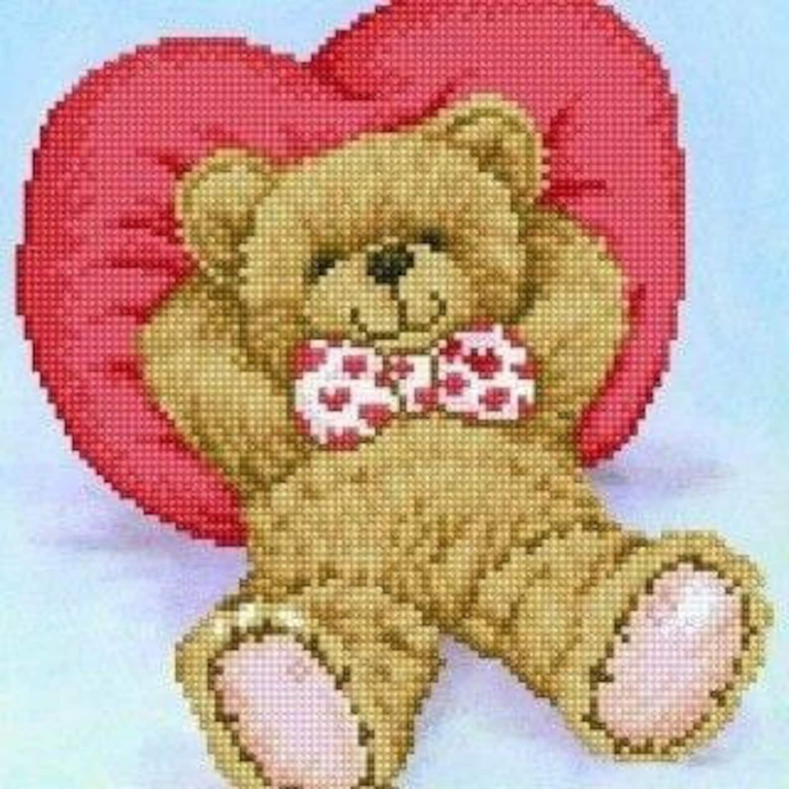 Teddy Bear Cross Stitch Pattern, Love Cross Stitch Pattern, Gift for Lover Cross Stitch, Teddy ...
