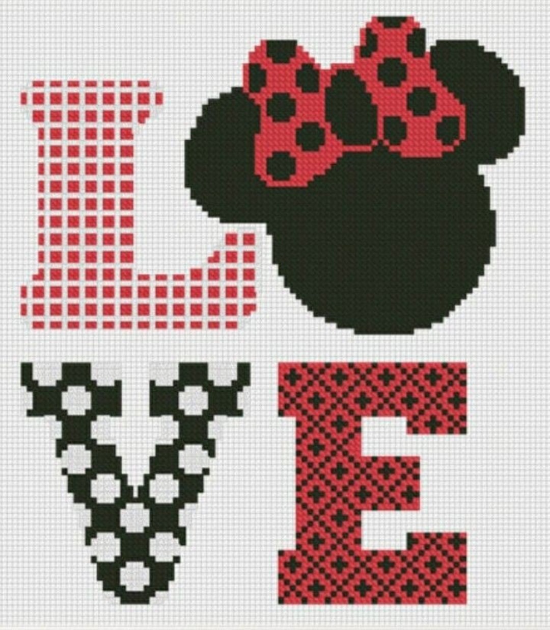 Love Cross Stitch Pattern, Mini Mouse Cross Stitch Pattern - Etsy