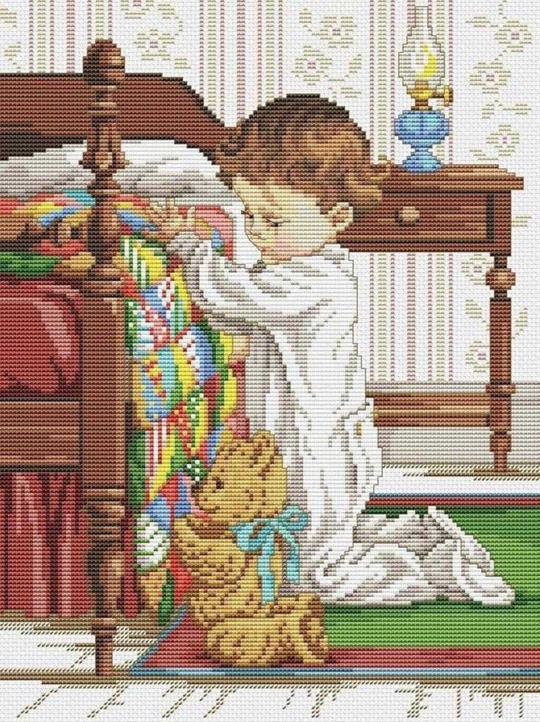 Little Girl Cross Stitch Pattern, Little Girl With Toys Cross Stitch ...