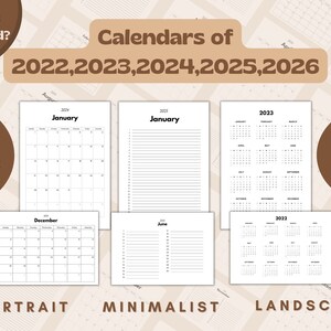 Calendar Bundle Pack 2022 2023 2024 2025 2026 Printable and - Etsy