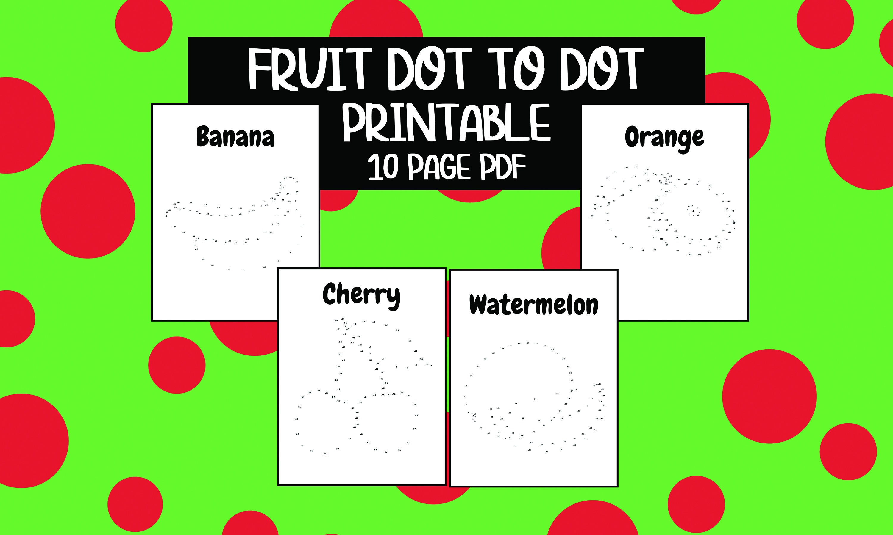 Printable Fruit Dot to Dot Worksheets 10 Pages Homeschool - Etsy UK