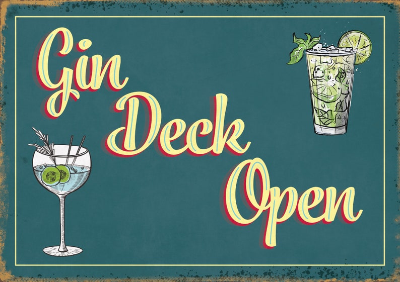 Outdoor Sign - Gin Deck Open Open - Signs, Wall Hangings, Outdoor Signs ...