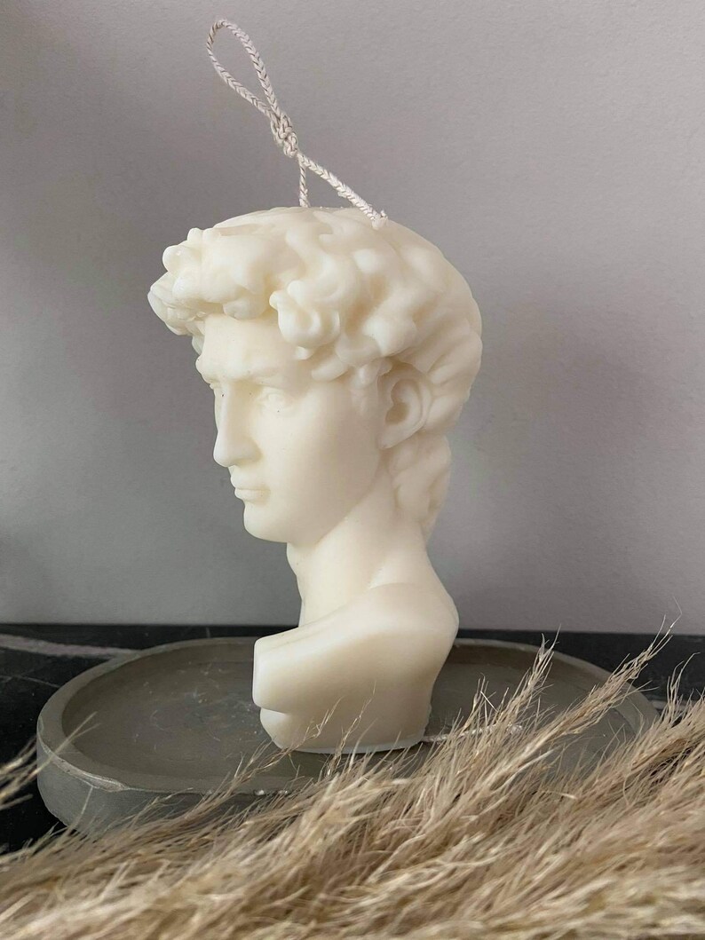 Large David Head Bust Candle | Interior Statue | Wax Male Sculpture ...