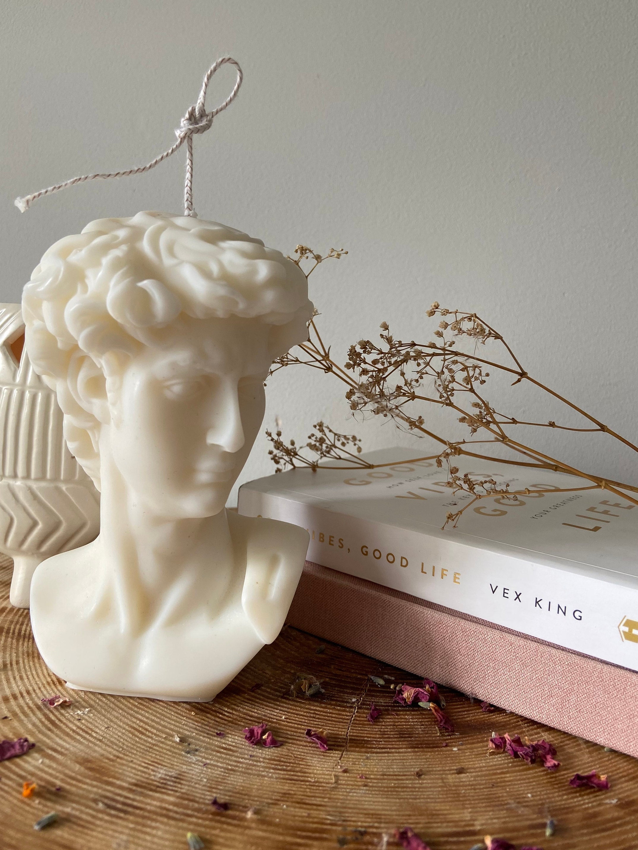 Large David Head Bust Candle | Interior Statue | Wax Male Sculpture ...