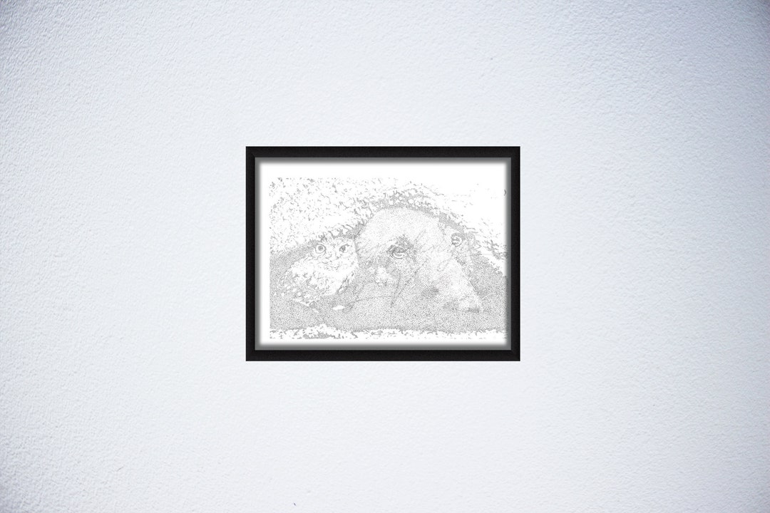 Owl and Dog Stippling Print - Etsy