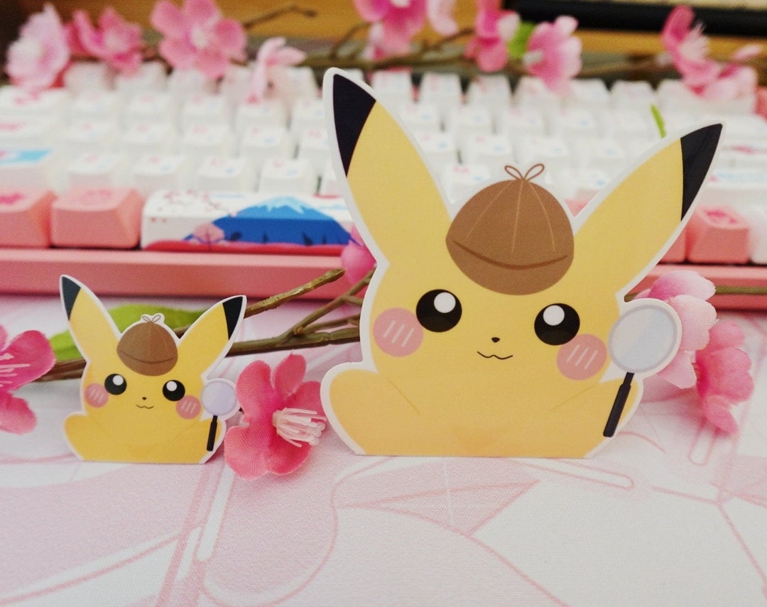 3" Pikachu Detective Chibi Peeker Vinyl Decal Peeker Sticker, Pikachu ...