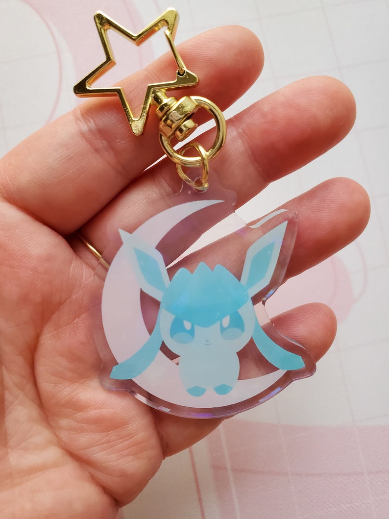 Eeveelution Holographic Double-sided Keychains PKMN Keychain - Etsy