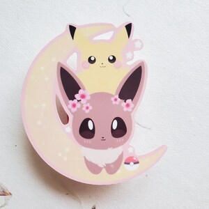 Chibi Eevee and Pikachu 3 X 3.2 Weatherproof Vinyl Decal Sticker, Anime ...