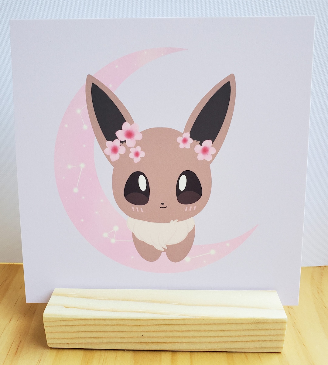 Cute Eevee Pastel Art Print, Anime Bunny Fairy Minimalist Wall Print ...