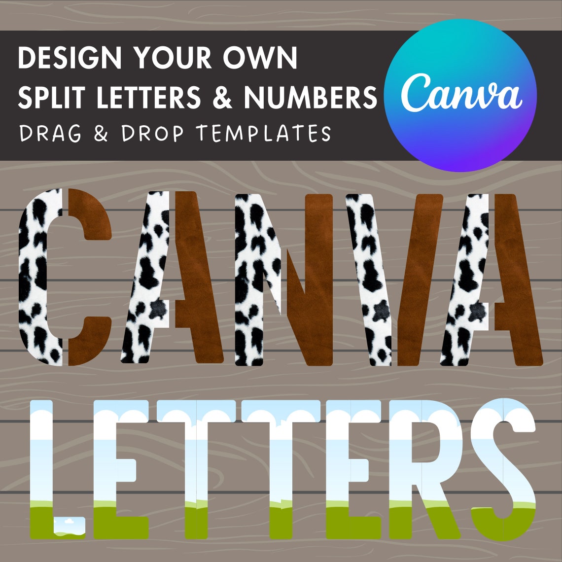 Split Canva Alphabet, Stencil Letters and Numbers, Drag and Drop, Canva ...