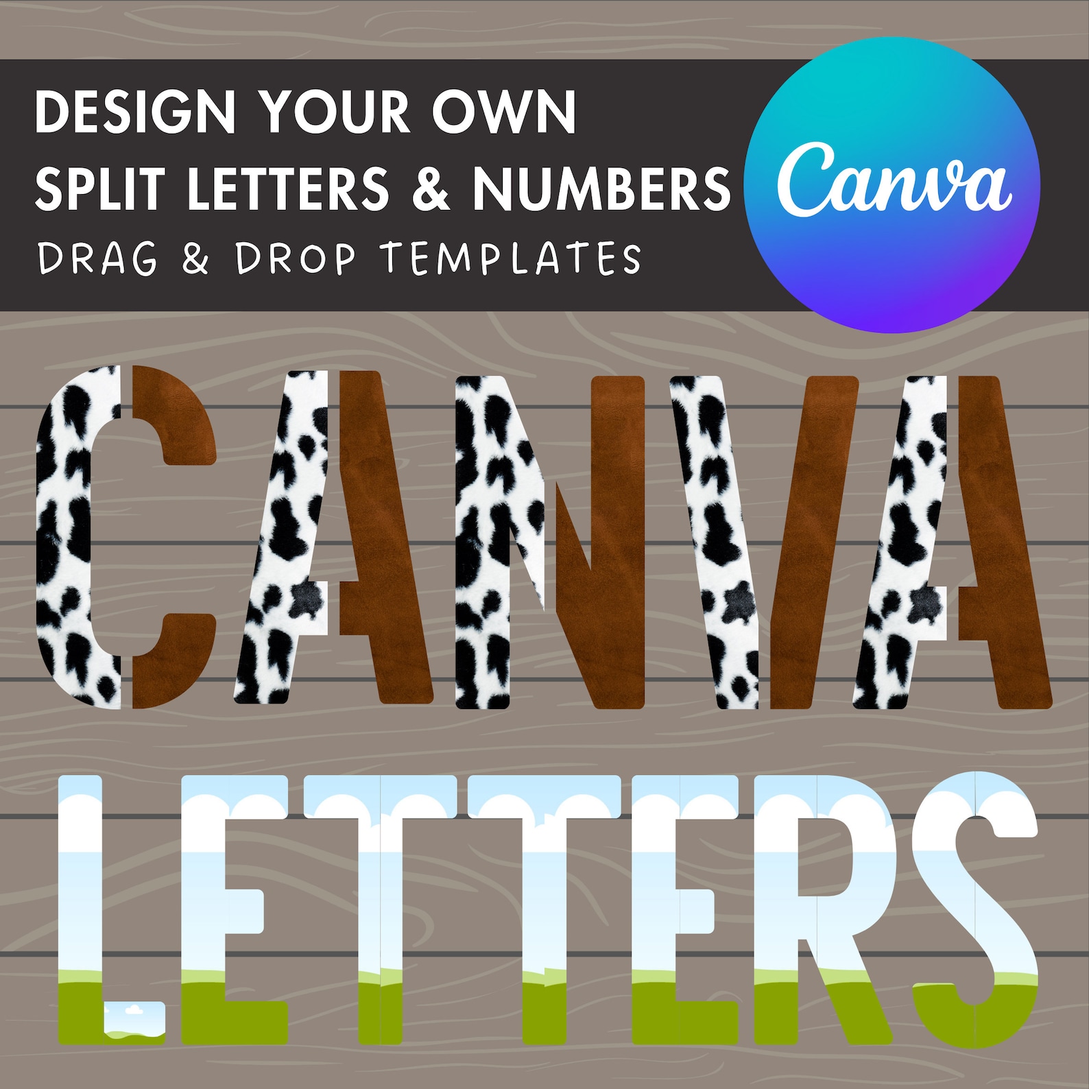 Split Canva Alphabet, Stencil Letters and Numbers, Drag and Drop, Canva ...