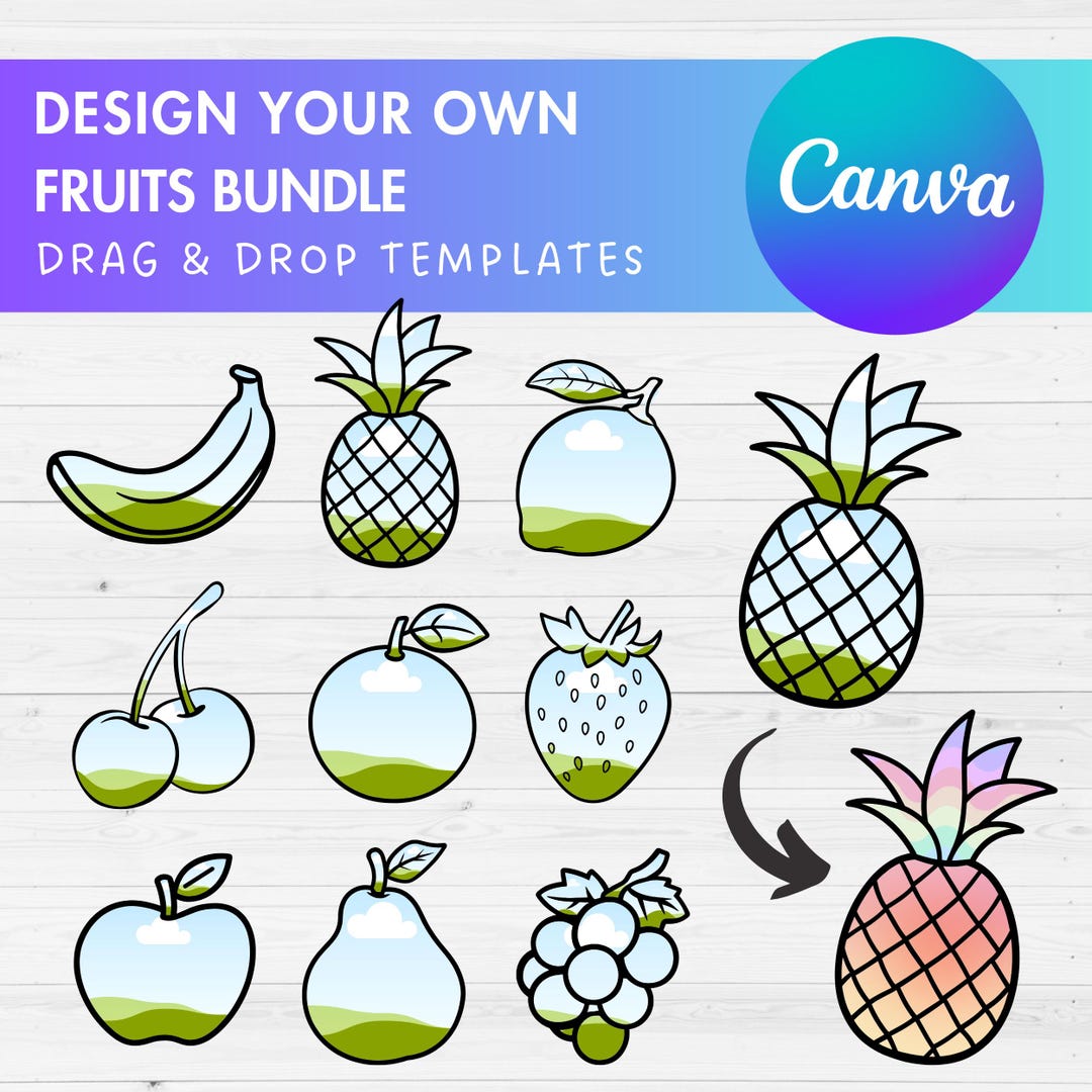 Design Your Own Fruits Canva Frames, Tropical Fruit Canva Templates ...