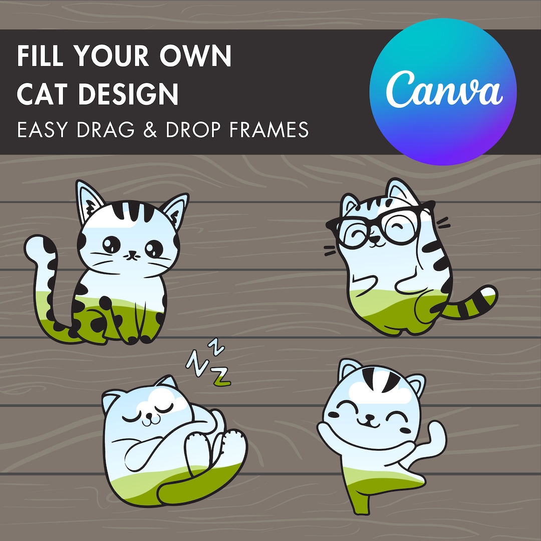 Design Your Own Cat Canva Frames, Cute Cats Canva Template, Funny ...