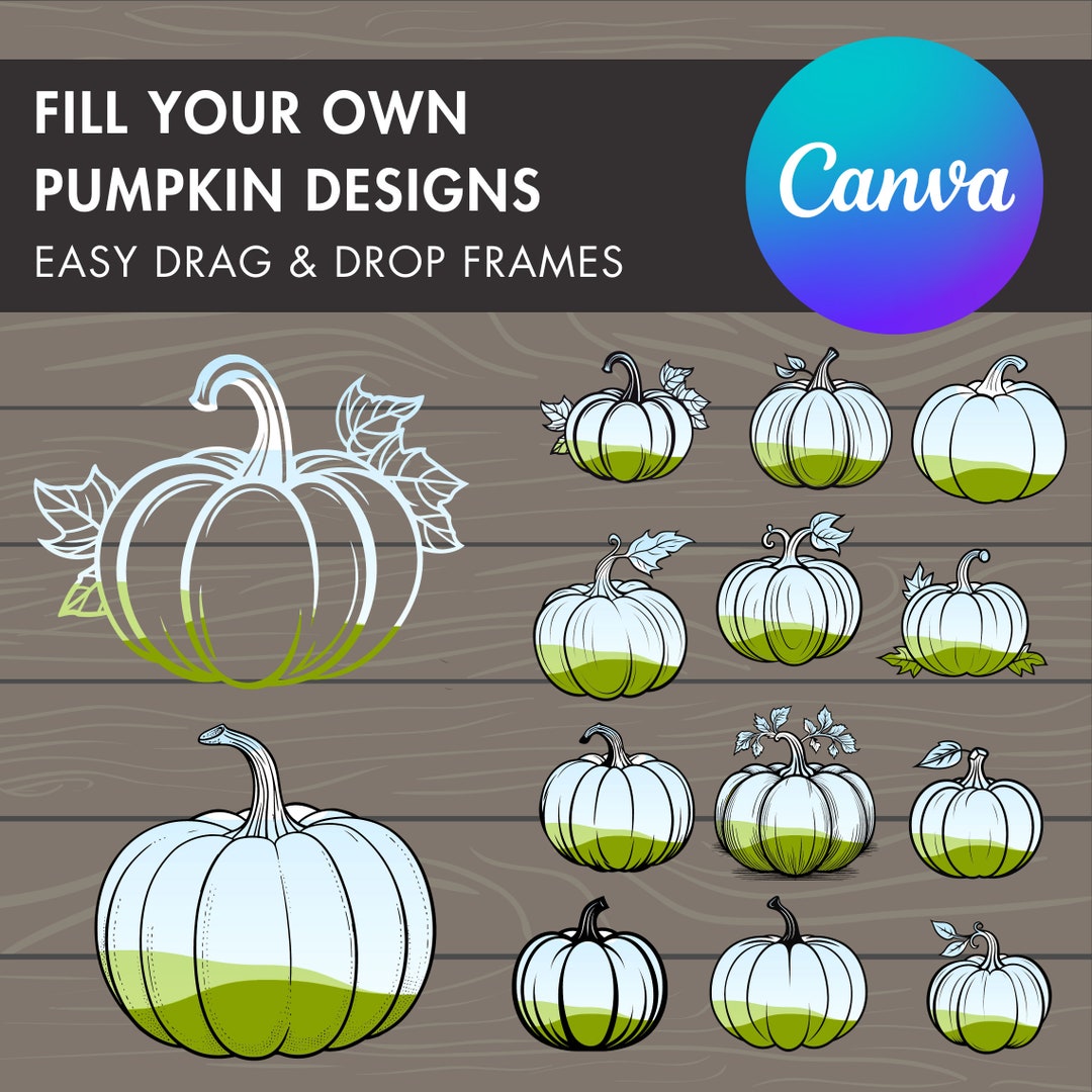 Pumpkins Canva Frames, Drag and Drop Canva Templates, Fall Halloween ...