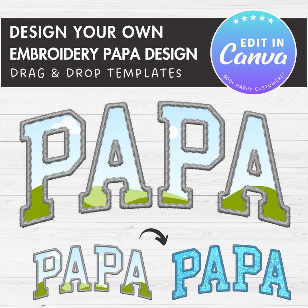 Design Your Own Stitch Papa Canva Frame, Faux Embroidery Papa Canva ...