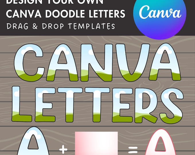 Canva Frames Fill Your Own Doodle Letters on CANVA, Canva Template, Drag and Drop Alphabet ...