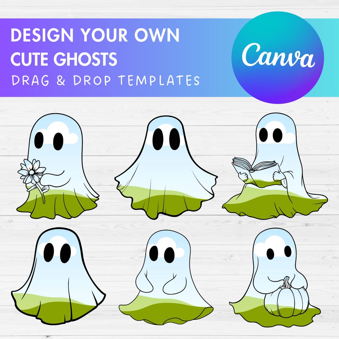 Design Your Own Retro Halloween Ghost, Ghost Canva Template, Drag and ...
