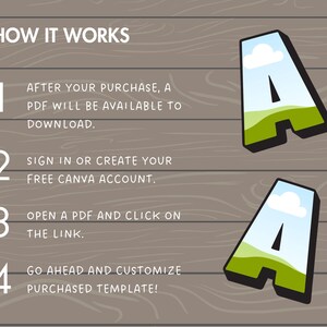 Doodle Letters Canva, Alphabet Canva Template, Drag and Drop, Editable ...