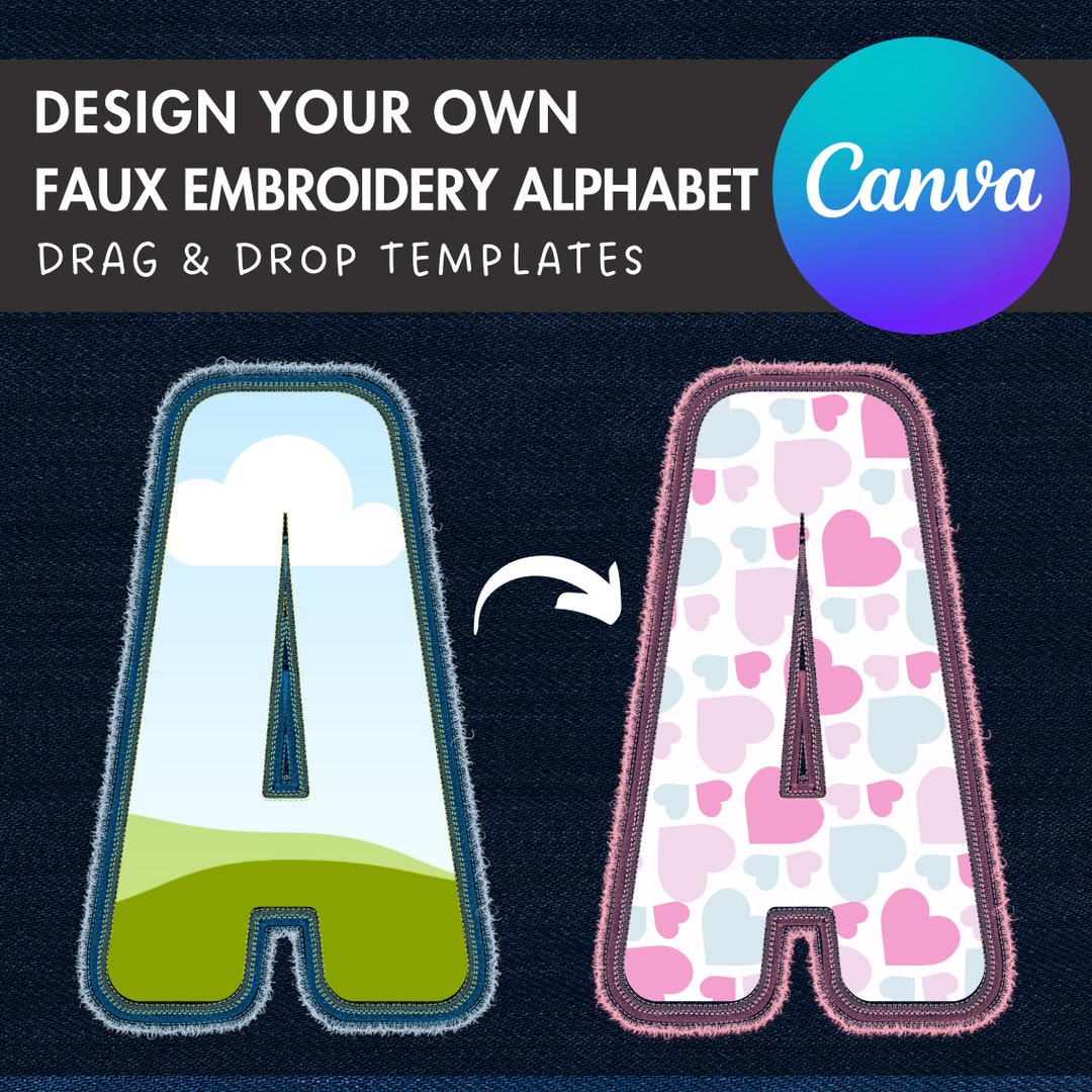 Digital Stitch Letters and Numbers, Faux Embroidery Applique Alphabet ...