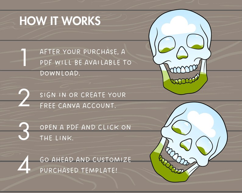 Design Your Own Skull Head on Canva, Editable Skull Canva Template ...