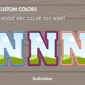 Varsity Letters and Numbers Canva, Faux Embroidery Varsity Alphabet ...