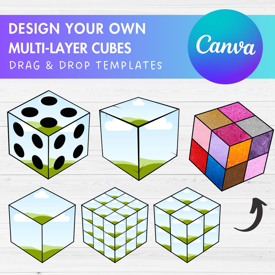 Design Your Own Cube Canva Frames, 3D Cube Canva Template, Geometric Canva Frames, Square ...