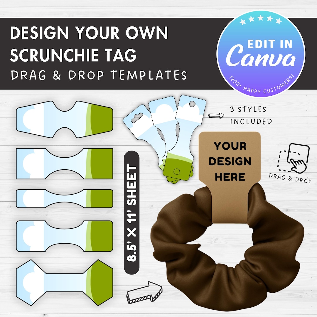 Scrunchie Tag Canva Template, Editable Scrunchie Label, Drag and Drop ...