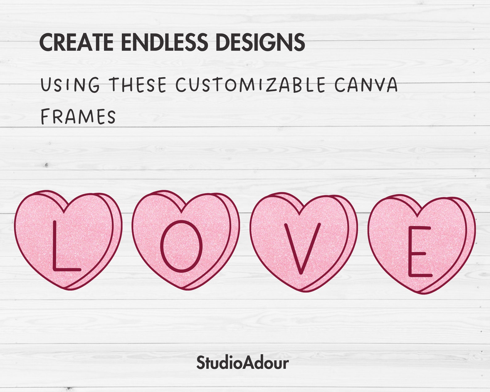 Design Your Own Heart Letters on Canva, Heart Alphabet Canva Template ...