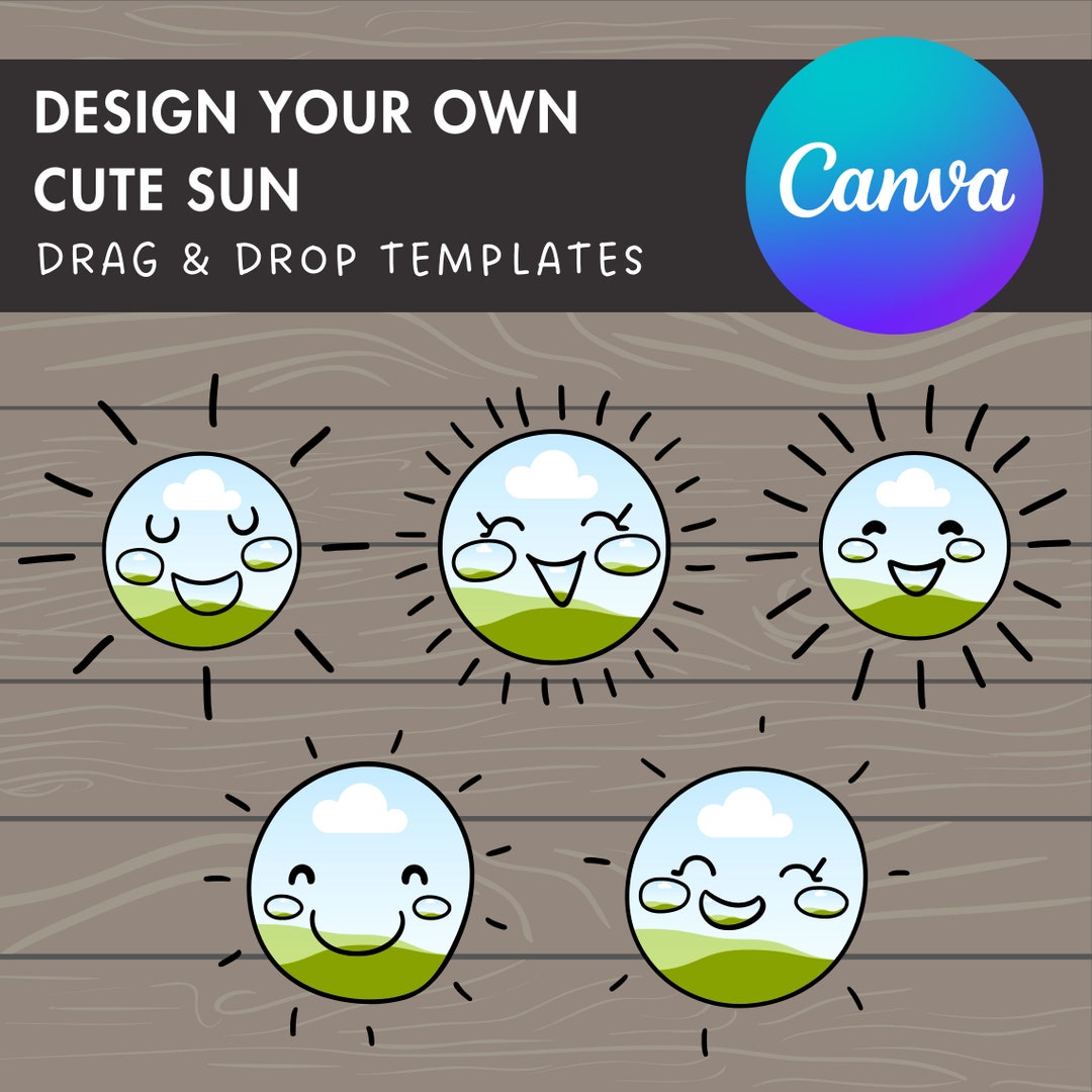 Design Your Own Smiling Sun Canva Frames, Happy Summer Sunshine Canva Template, Editable Cute ...